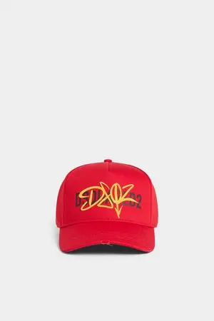 Dsquared2 Dsquared2 Gabardine Baseball Cap With Maxi Lettering Red