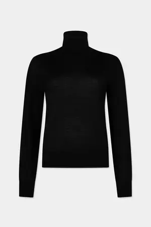 Dsquared2 Upside Down Turtleneck Pullover In Fine Wool - Black