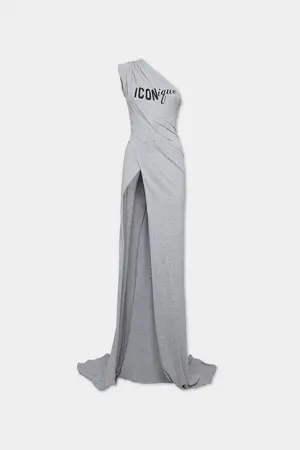 Dsquared2 One-shoulder Maxi Dress With Slit - Grey