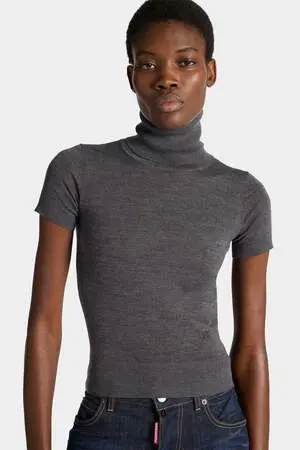 Dsquared2 Short Sleeve Turtleneck Pullover In Fine Wool