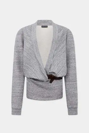 Dsquared2 Deep Cut Jersey Dress With Tie-belt - Grey