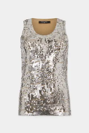 Dsquared2 All Over Sequin Tank Top - Silver
