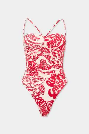 Dsquared2 Rebel Hibiscus One-piece Swimsuit - Fantasy