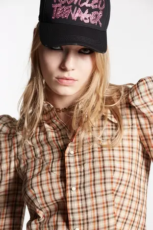 Dsquared2 Plaid Shirt With Puff Sleeves