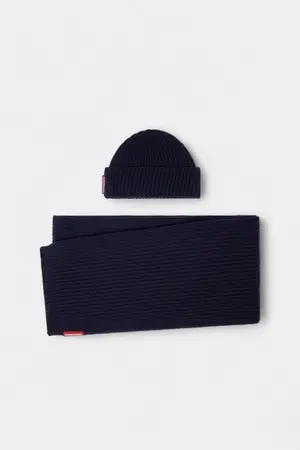 Dsquared2 Scarf & Hat Warmy Knit Set - Blue