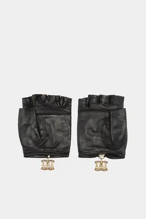 Dsquared2 Studded Quilted Leather Fingerless Gloves