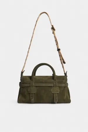 Dsquared2 Utility Twin Suede Handbag With Adjustable Shoulder Strap - Fantasy
