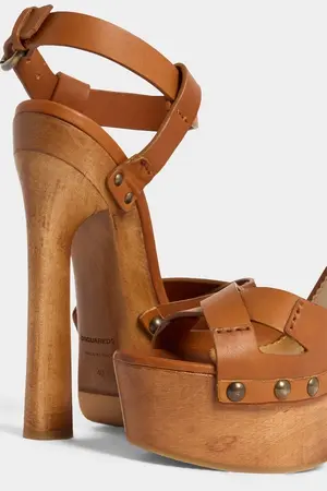 Dsquared2 Studded Leather Platform Clogs