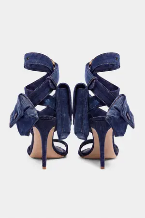 Dsquared2 Denim Twin Heeled Sandals With Detachable Pocket Belt