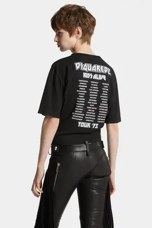 Dsquared2 Kiss X Pressato Cropped T-shirt With Rhinestone Embellishments