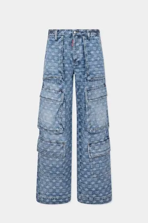 Dsquared2 Monogram Light Wash Cargo Jeans - Blue