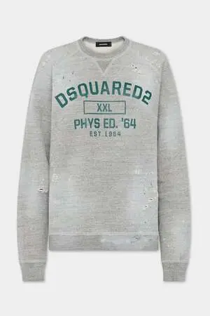 Dsquared2 Distressed Mélange Sweatshirt With Graphic Print - Grey