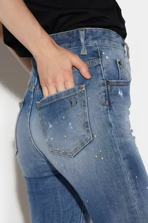 Dsquared2 Medium Wash High Waist Cropped Twiggy Jeans
