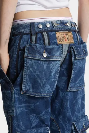 Dsquared2 Vaquera X Statue Of Liberty Cargo Laser Wash Jeans