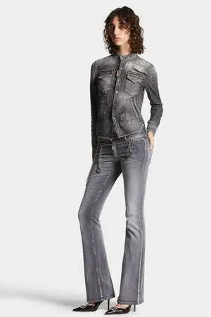 Dsquared2 Grey Proper Wash Medium Waist Flare Jeans