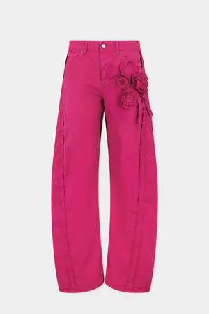 Dsquared2 Dsquared2 Twisted Rose Embellished Cotton Pants Red