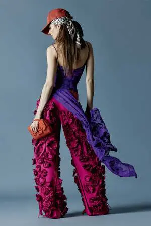 Dsquared2 Twisted Rose Embellished Cotton Pants - Red