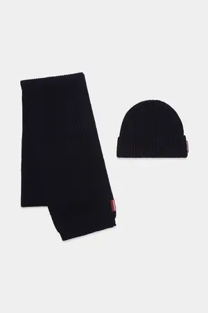 Dsquared2 Rib-knit Wool Scarf And Beanie Set