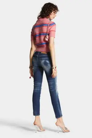 Dsquared2 Jennifer Jeans With Ripped Knees - Blue