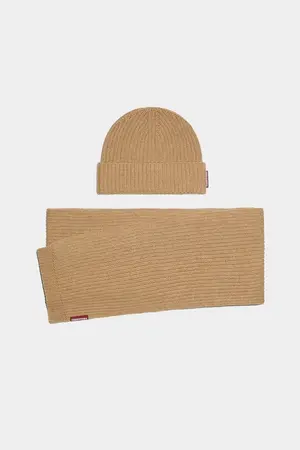 Dsquared2 Ribbed Knit Hat And Scarf Set - Black