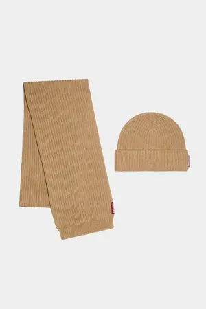 Dsquared2 Ribbed Knit Hat And Scarf Set