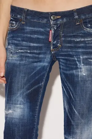 Dsquared2 Dark Crinkle Wash Jennifer Cropped Jeans