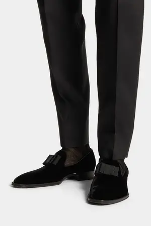 Dsquared2 Velvet Loafers With Grosgrain Ribbon Detail