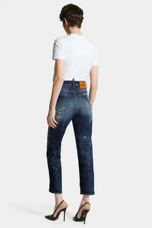 Dsquared2 Medium Red Spots Wash Boston Jeans