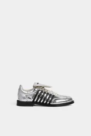 Dsquared2 Boxer Derby Metallic Leather Sneakers - Silver