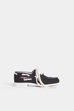 Dsquared2 Canvas Boat Shoe With Triple Laces - Black