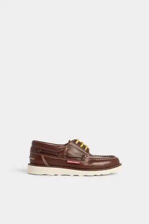 Dsquared2 Textured Leather Boat Shoes - Brown