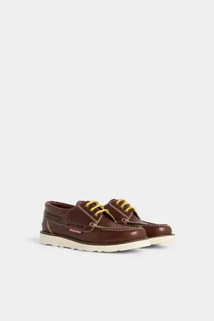 Dsquared2 Textured Leather Boat Shoes - Brown