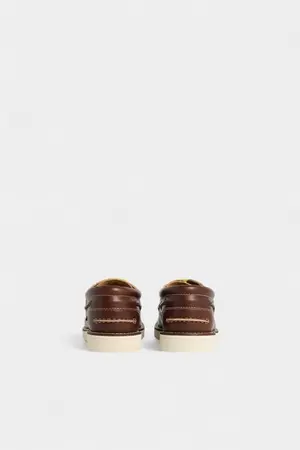 Dsquared2 Textured Leather Boat Shoes - Brown