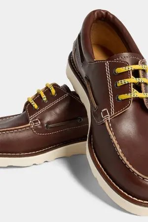 Dsquared2 Textured Leather Boat Shoes - Brown