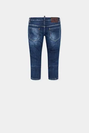 Dsquared2 Dark Wash Cropped Jeans With Paint Splatter