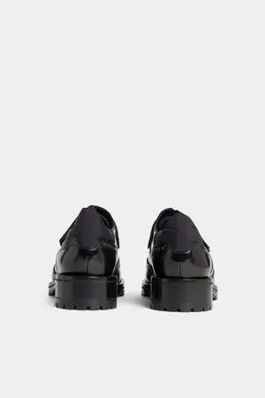 Dsquared2 Leather Oxford Brogues With Logo Strap - Black