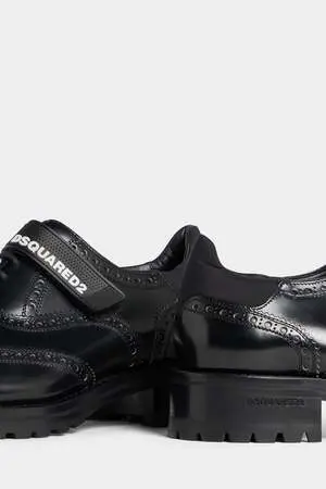 Dsquared2 Leather Oxford Brogues With Logo Strap - Black