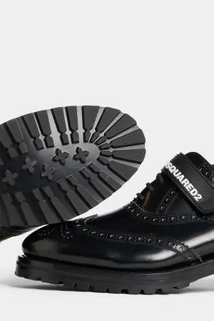 Dsquared2 Leather Oxford Brogues With Logo Strap - Black