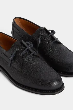 Dsquared2 Textured Leather Boat Shoes - Black
