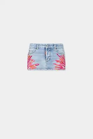 Dsquared2 Light Wash Embroidered Denim Mini Skirt - Blue