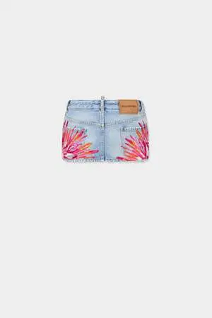Dsquared2 Light Wash Embroidered Denim Mini Skirt