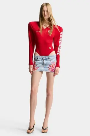 Dsquared2 Light Wash Embroidered Denim Mini Skirt