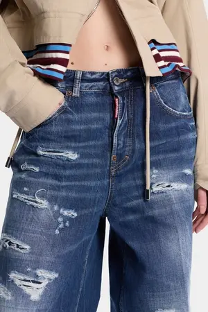 Dsquared2 Medium Wash Baggy Traveller Jeans