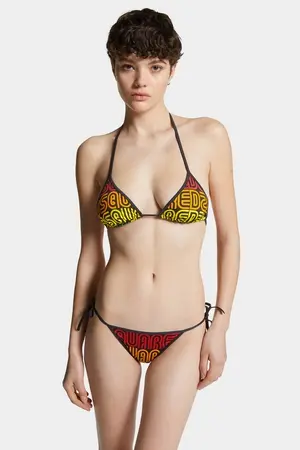 Dsquared2 Allover Logo Triangle Bikini Top - Fantasy