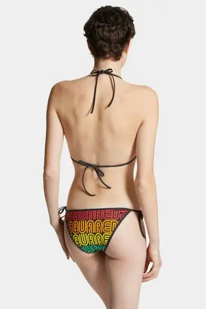 Dsquared2 Allover Logo Triangle Bikini Top - Fantasy