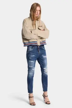 Dsquared2 Medium Wash Ripped Teddy Jeans - Blue
