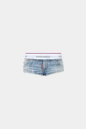 Dsquared2 Light Wash Distressed Denim Hot Pants