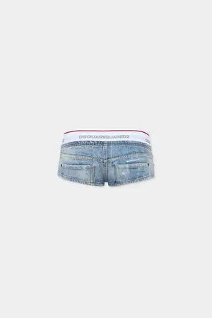 Dsquared2 Light Wash Distressed Denim Hot Pants