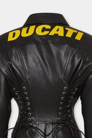 Dsquared2 Ducati X Laced Leather Biker Bodysuit