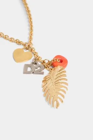 Dsquared2 Tone Brass Charm Necklace - Gold
